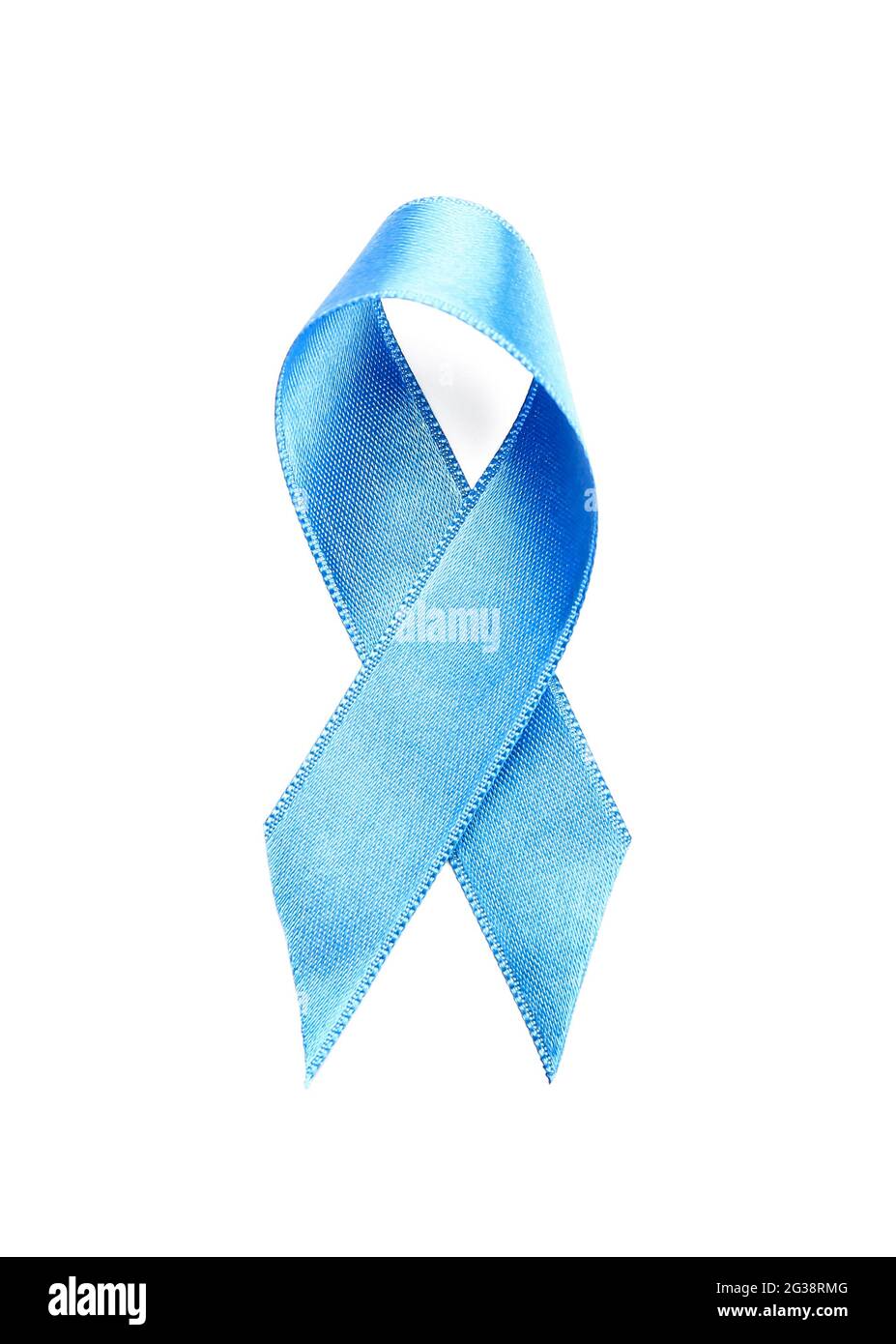 Blue ribbon on white background. Male cancer awareness concept Stock ...