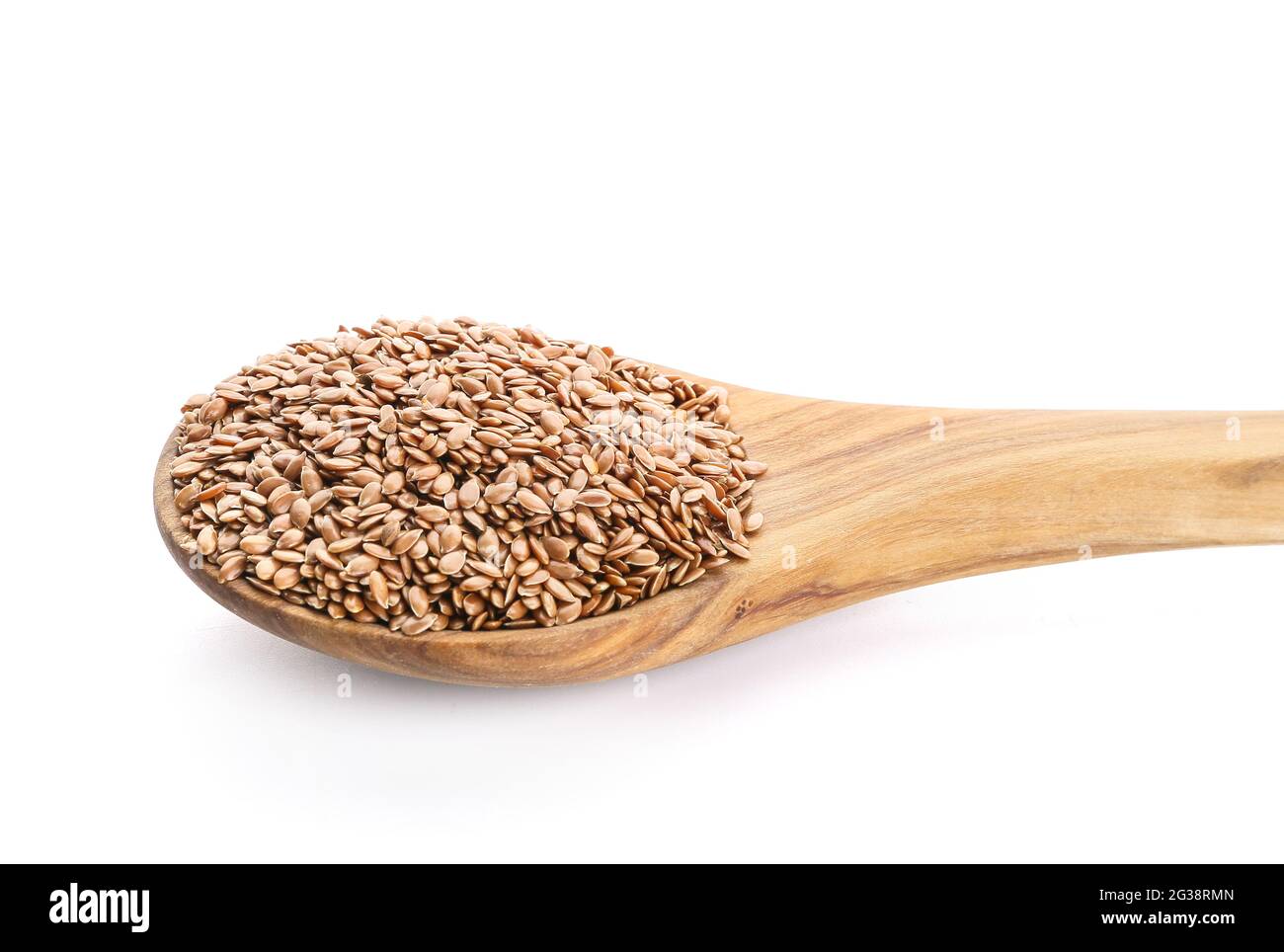 Spoon with flax seeds on white background Stock Photo - Alamy