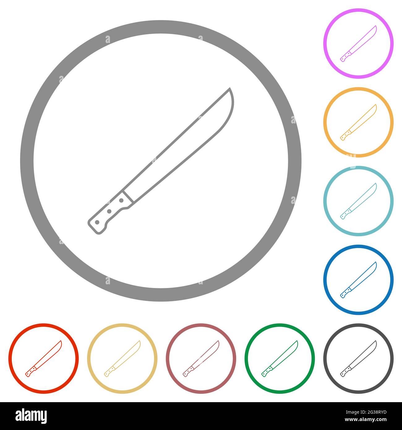Machete flat color icons in round outlines on white background Stock ...