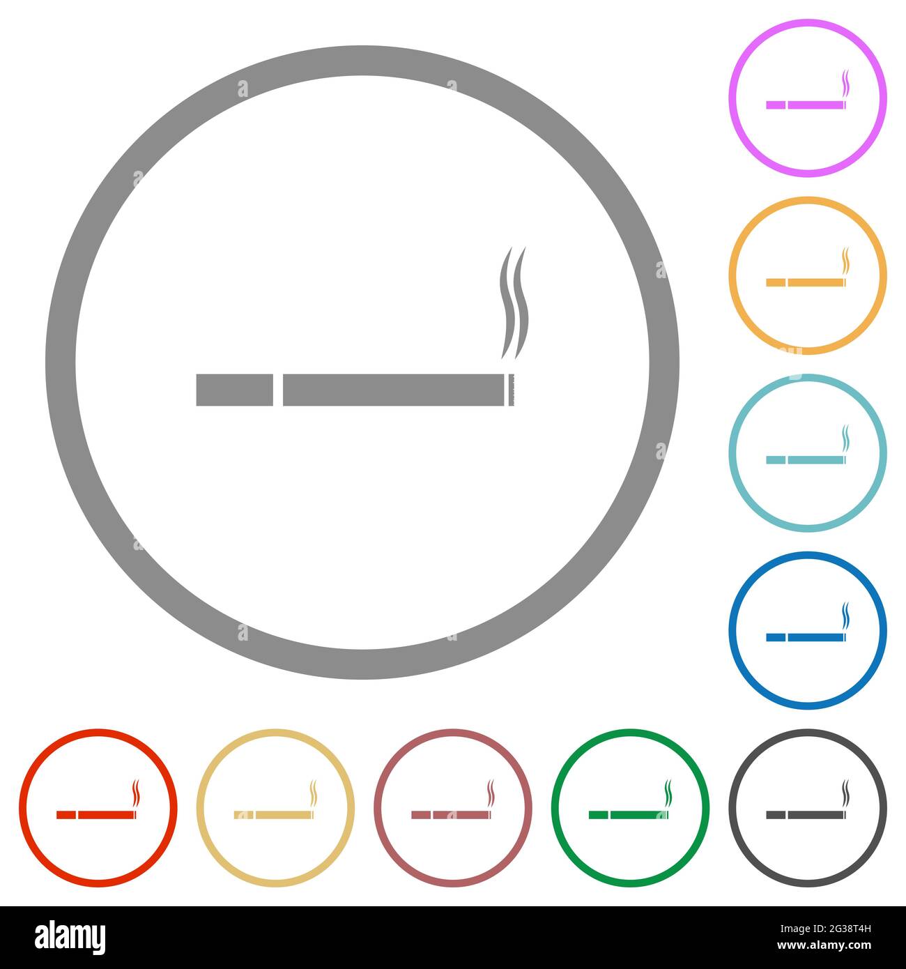 Cigarette flat color icons in round outlines on white background Stock ...