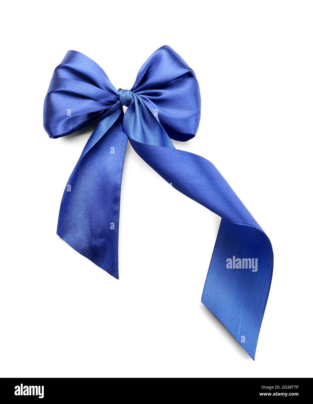 Beautiful bow made from blue ribbon on white background Stock Photo - Alamy