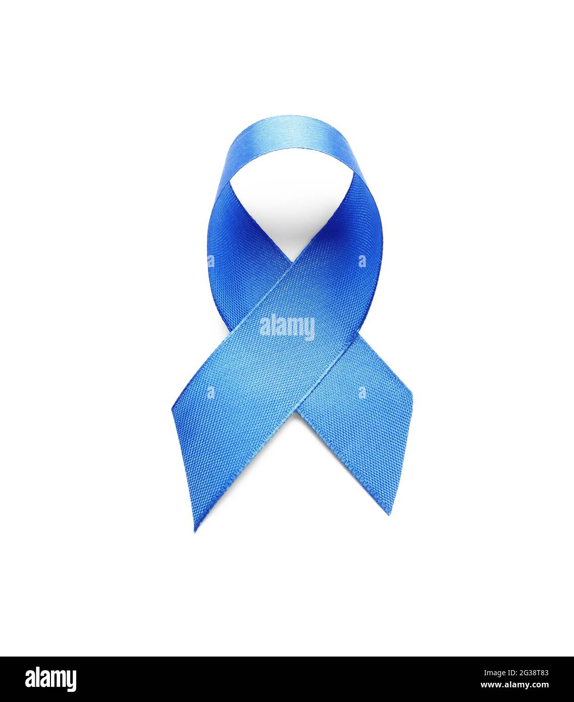 Blue ribbon on white background. Cancer concept Stock Photo - Alamy