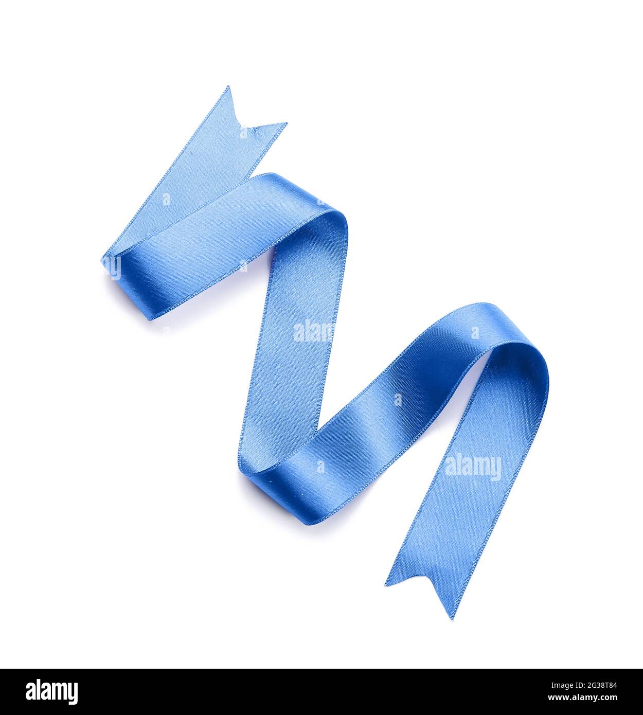 Beautiful blue ribbon on white background Stock Photo - Alamy