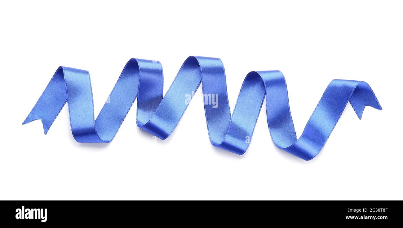 Beautiful blue ribbon on white background Stock Photo - Alamy