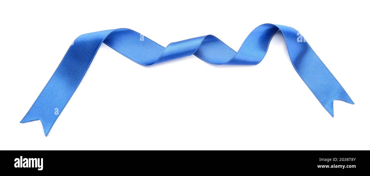 Beautiful blue ribbon on white background Stock Photo - Alamy
