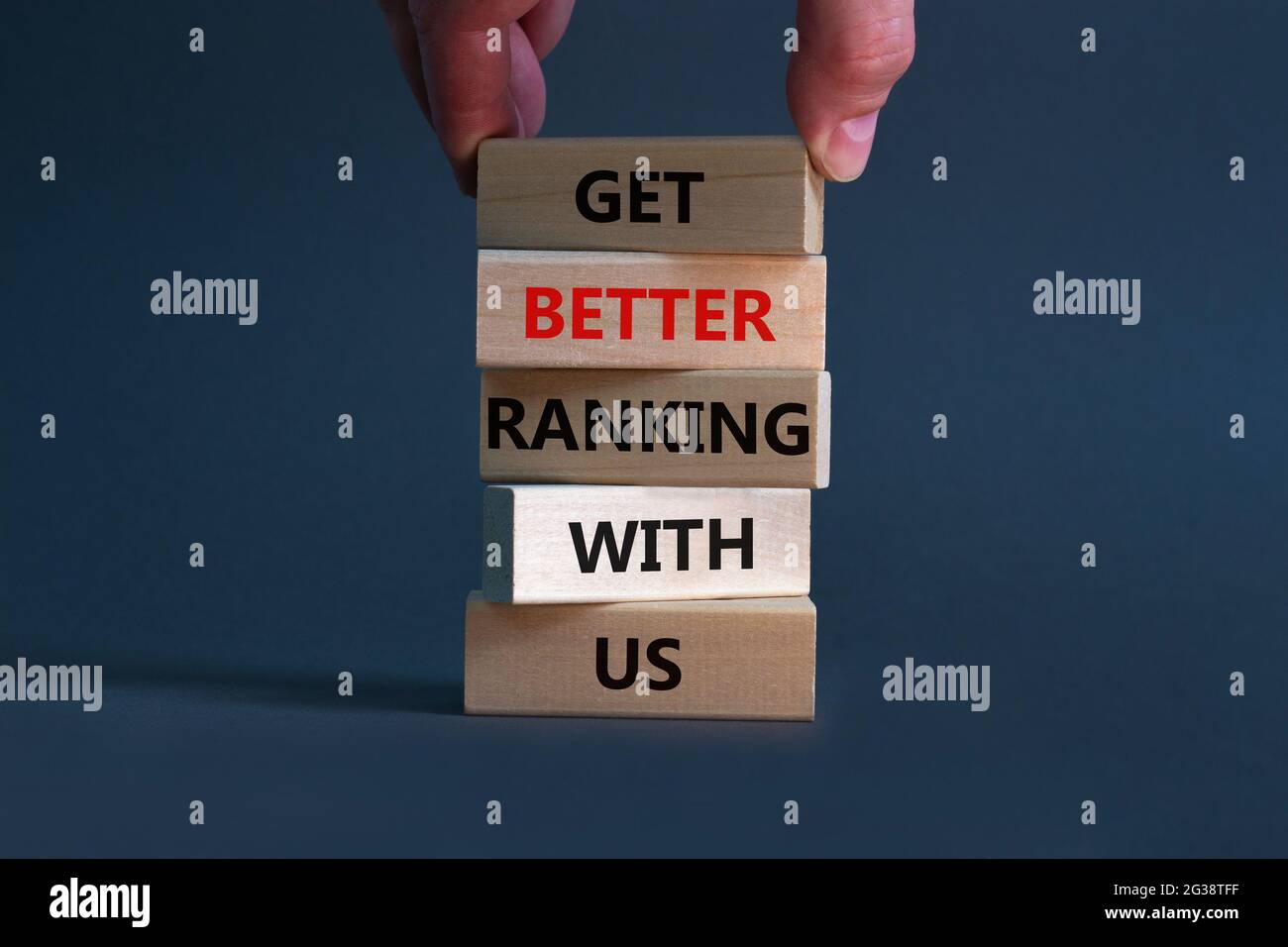 Get better ranking with us symbol. Wooden blocks with words 'Get better ...