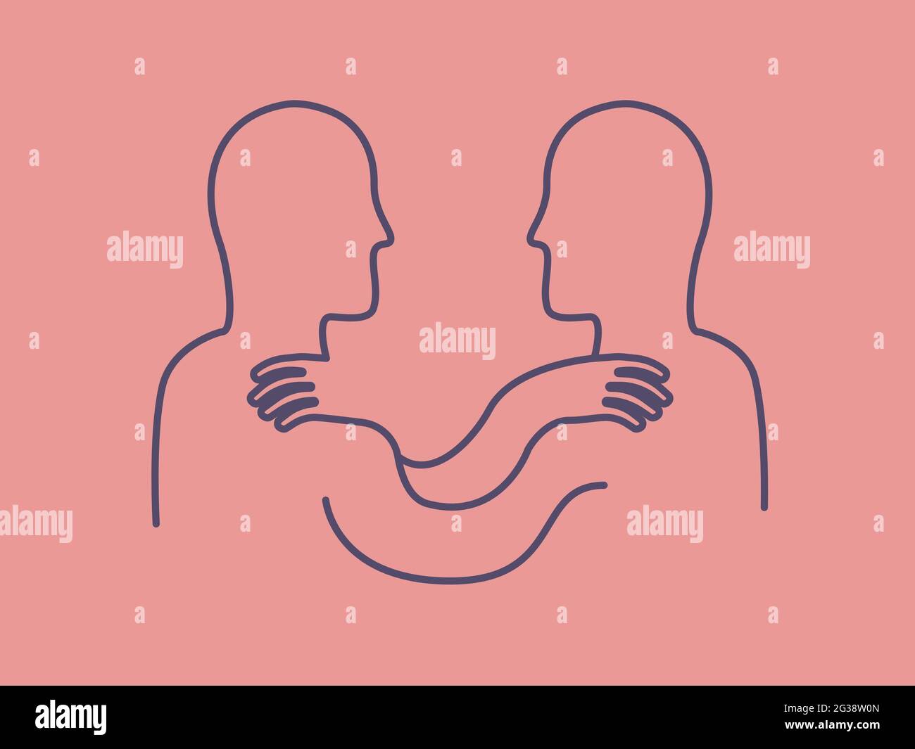 Agreement minimalist symbol. Line art abstract illustration about unity ...