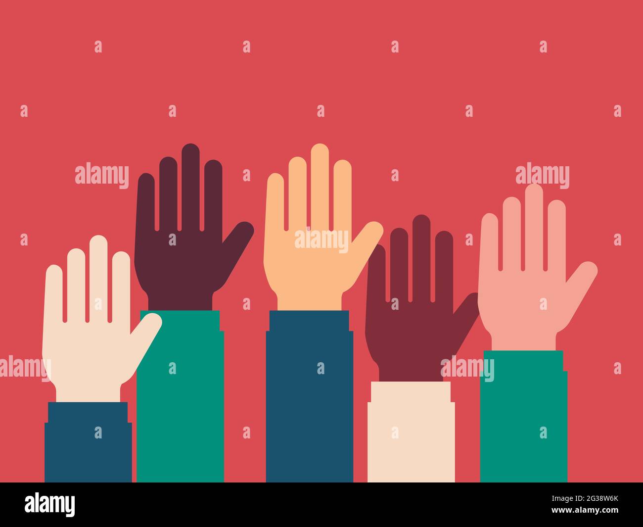 Volunteering illustration. Different hands of diferent ethnicies people ...