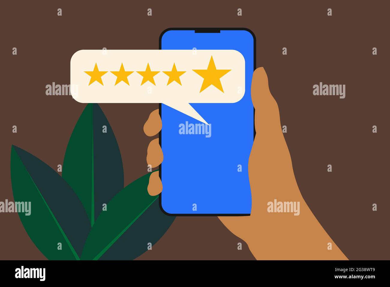 Five stars review concept. Close up on customer man hand pressing on ...