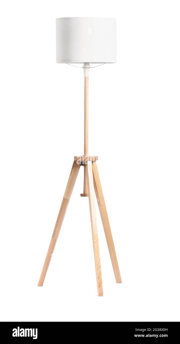 Modern floor lamp on white background Stock Photo - Alamy