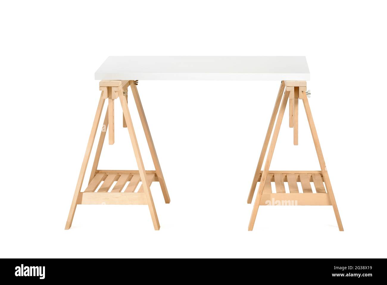 Modern table on white background Stock Photo - Alamy