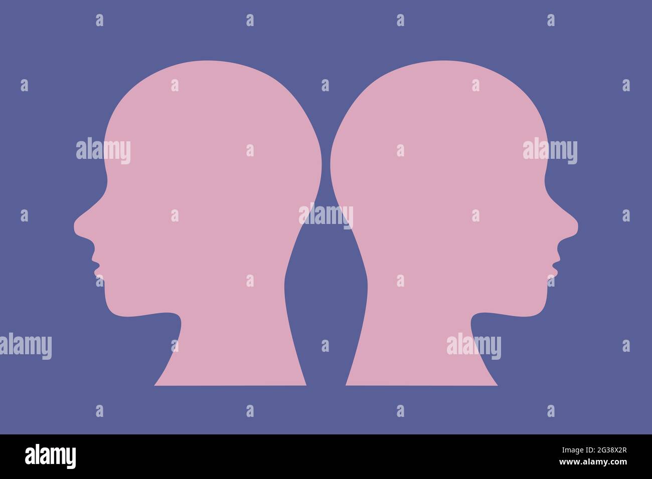 Two persons looking in different direction. Minimalist illustration ...