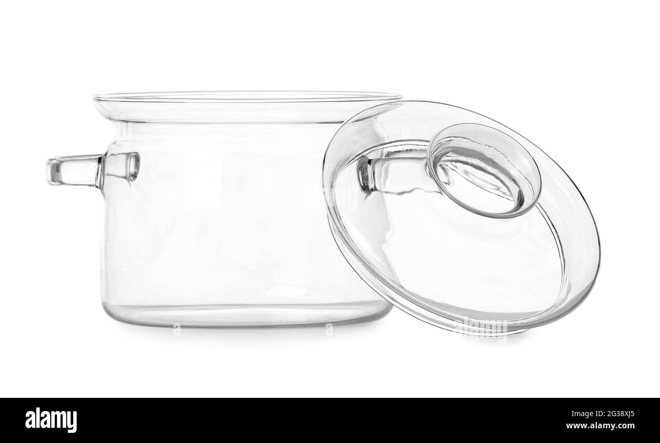 Stylish cooking pot on white background Stock Photo - Alamy