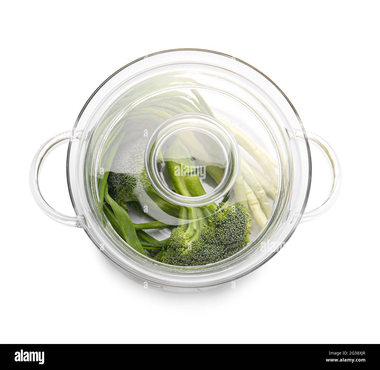 Stylish cooking pot with vegetables on white background Stock Photo - Alamy