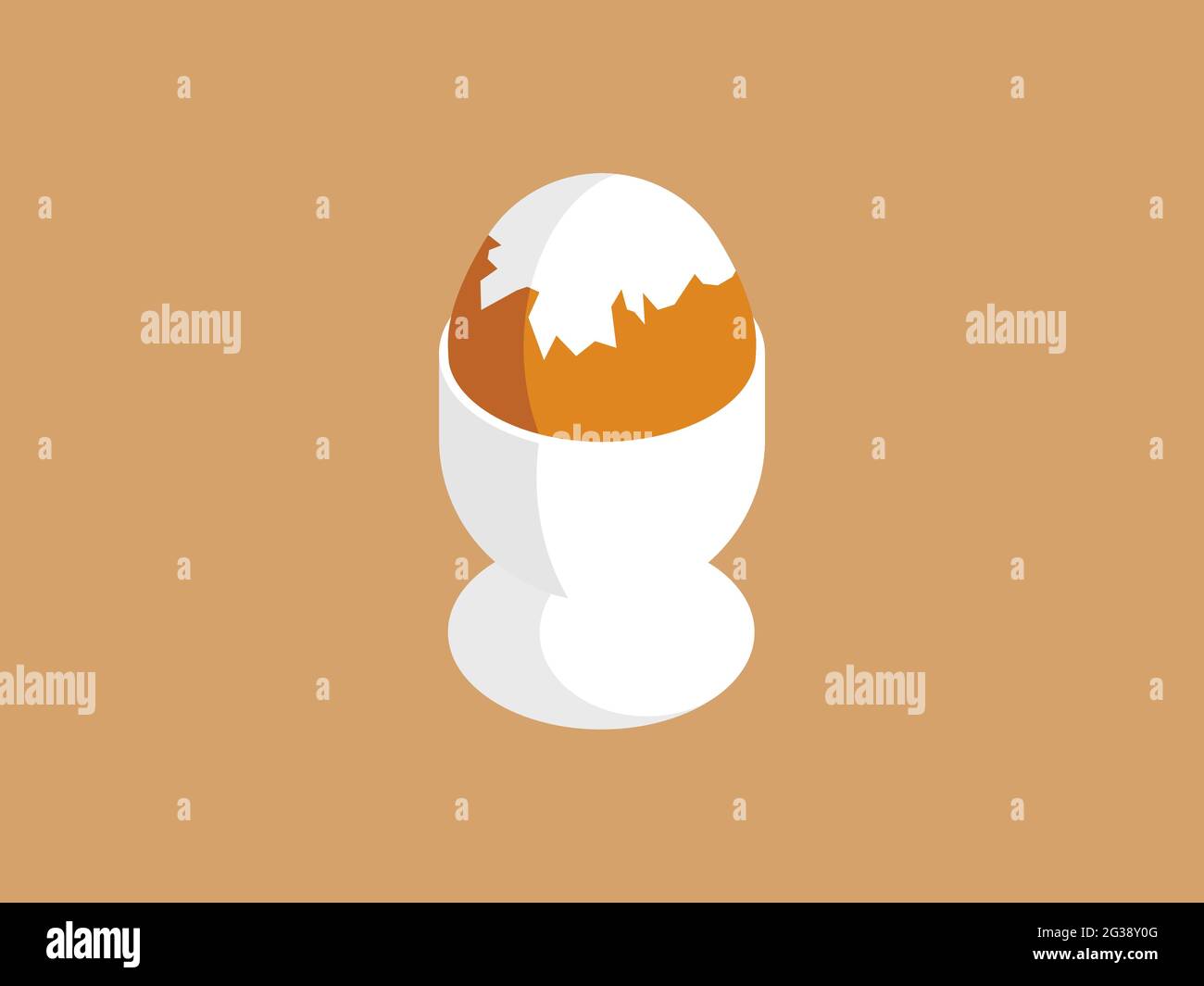 Boiled egg in a eggcup. Simple Flat design illustration. Hard-boiled ...