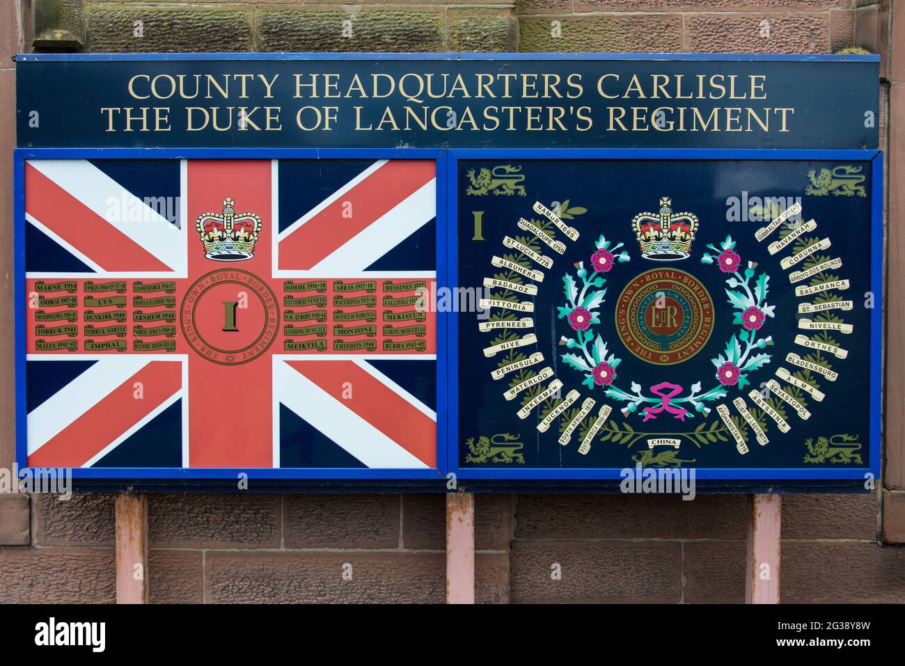 Board with battle honours of the British Army Regiment The Duke of ...