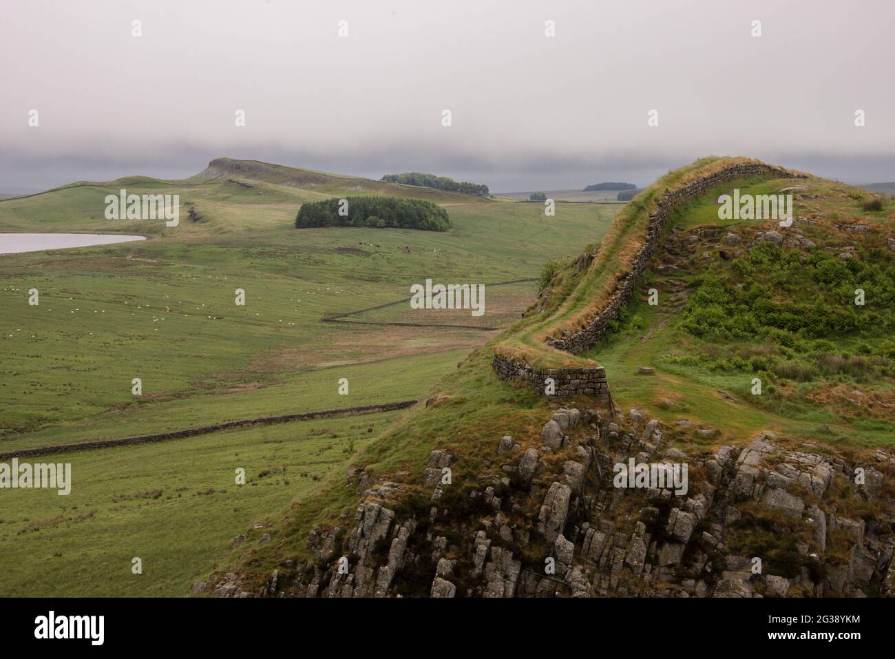 Remains of Hadrian's Wall, the ancient Roman border-wall through ...