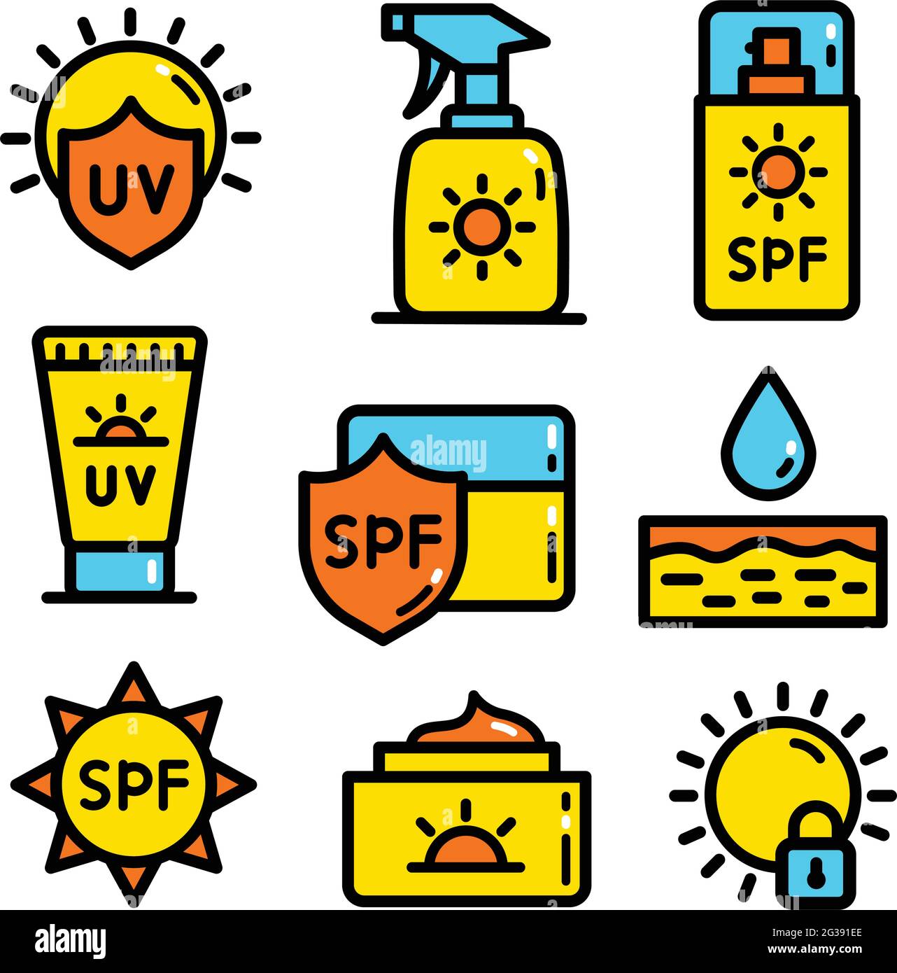 Safety icons on color Cut Out Stock Images & Pictures - Alamy