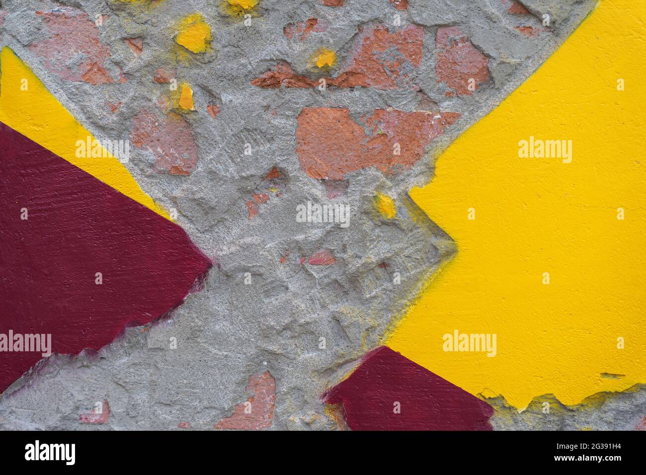 Detail and texture of cracked old plaster wall, fragment of old chipped ...