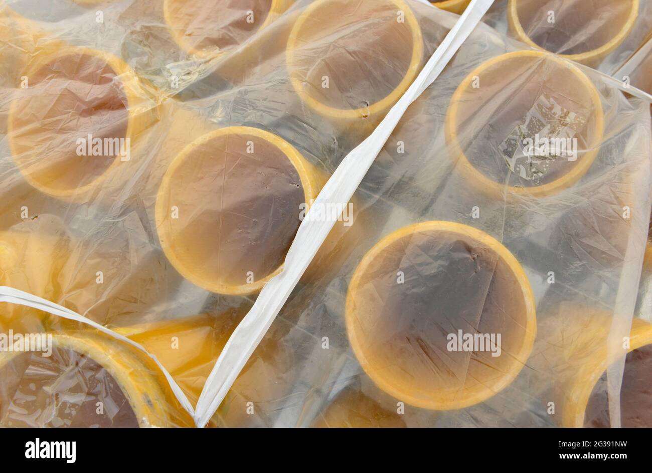Firework launchers stand ready on the seaside walkway in Qingdao, ahead ...