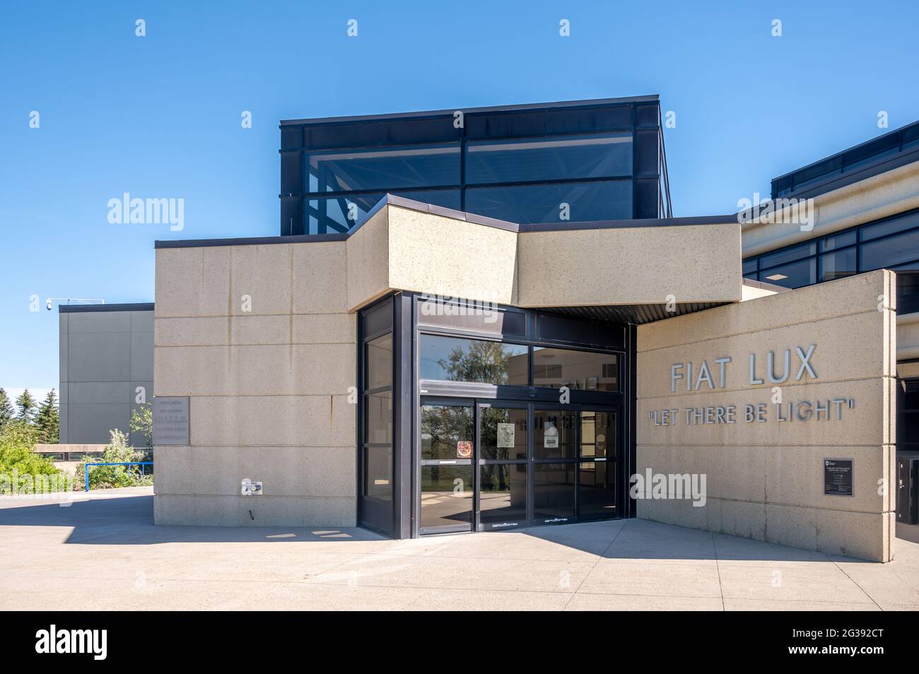 Lethbridge, Alberta - June 13, 2021: Facade of buildings at the ...