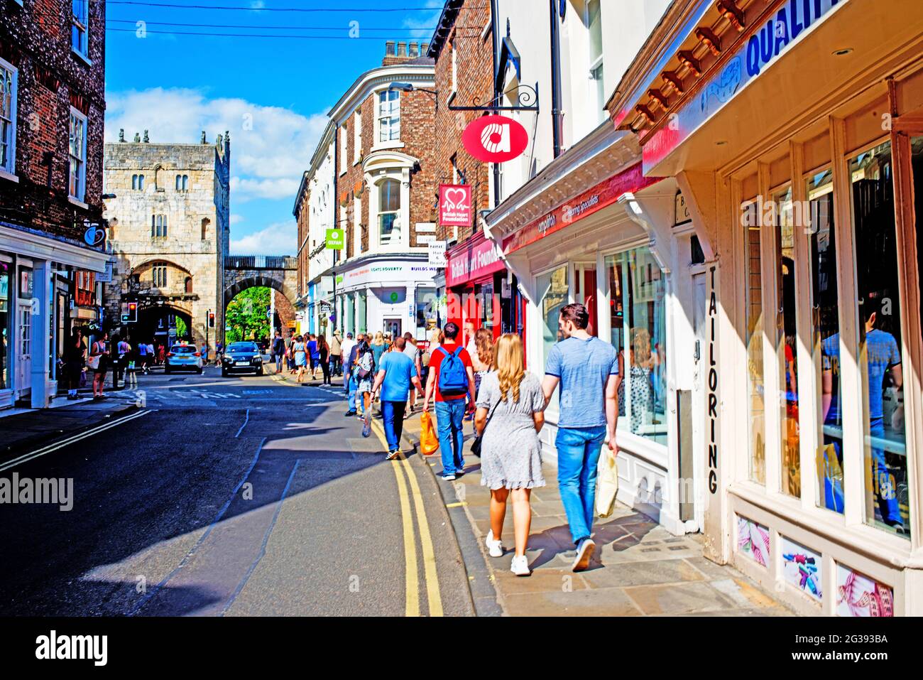 Shops in Monk Bar, York, England Stock Photo - Alamy