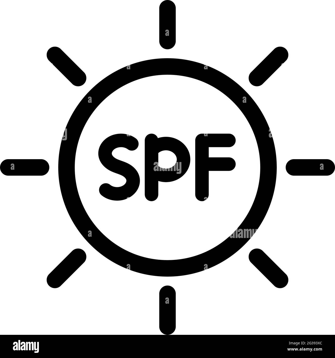 Ultra violet protection symbol. SPF icon. Sun ray sign. Thin outline ...