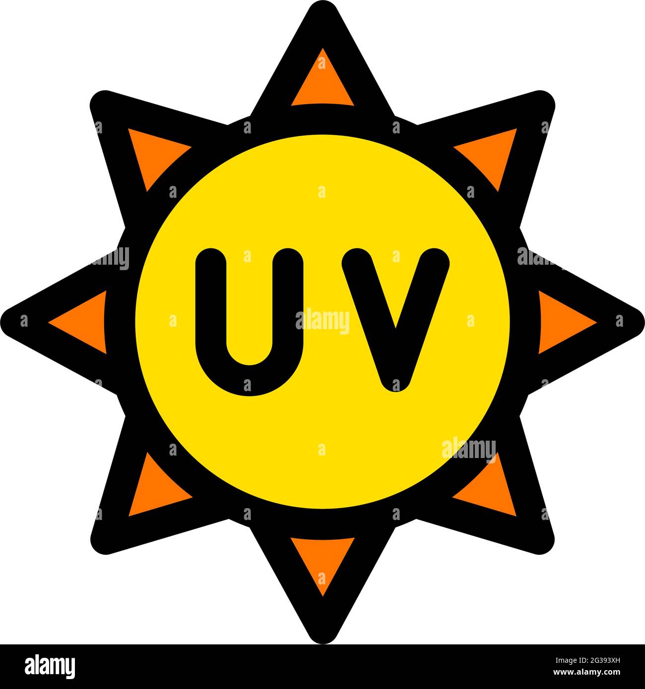 Ultra violet protection flat symbol. SPF icon. Sun ray sign. Thin color ...