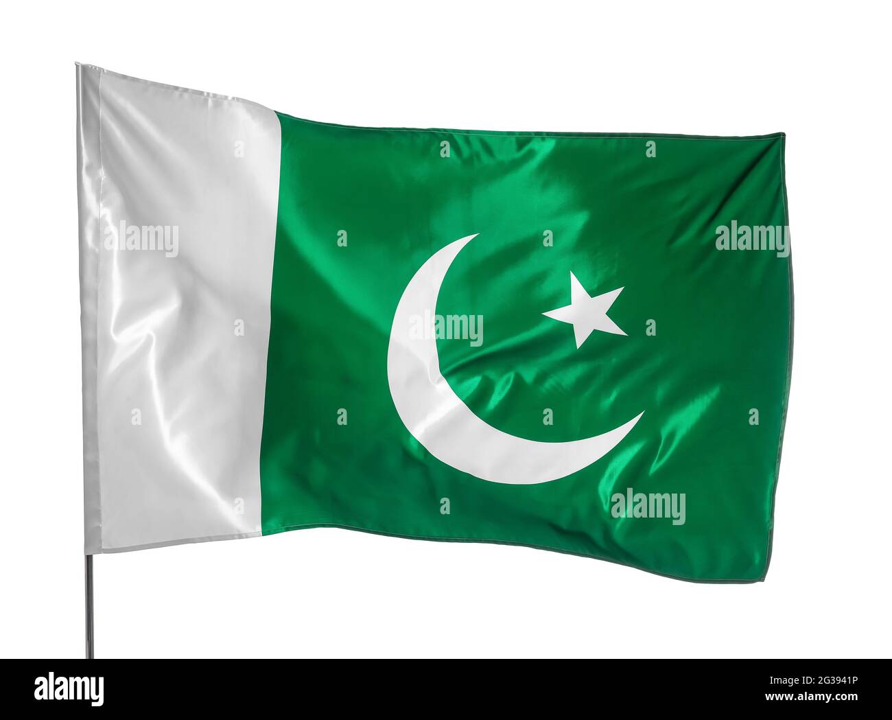 Pakistan flag on white background Stock Photo - Alamy
