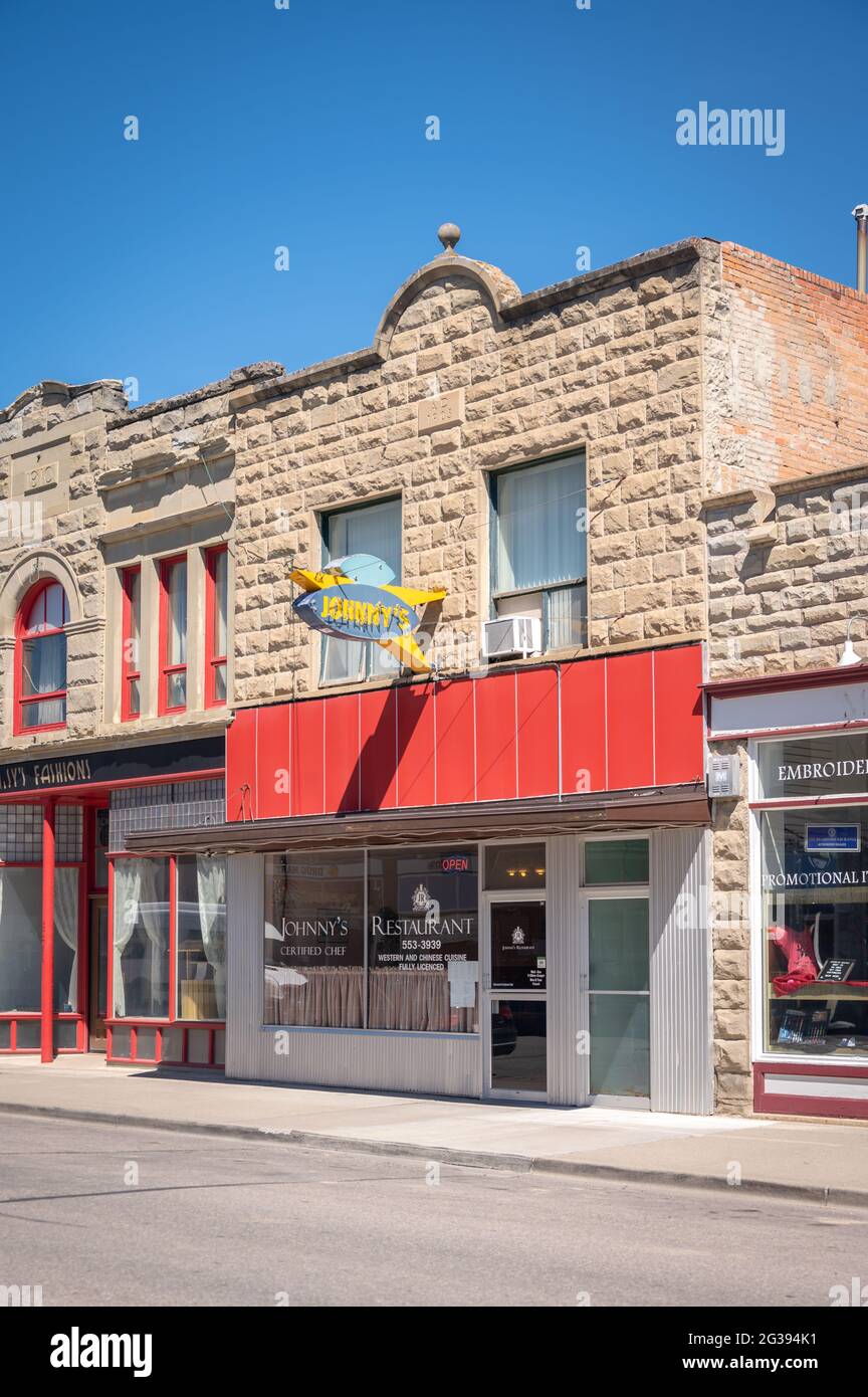 Fort MacLeod, Alberta - June 13, 2021: Historic building's in the heart ...