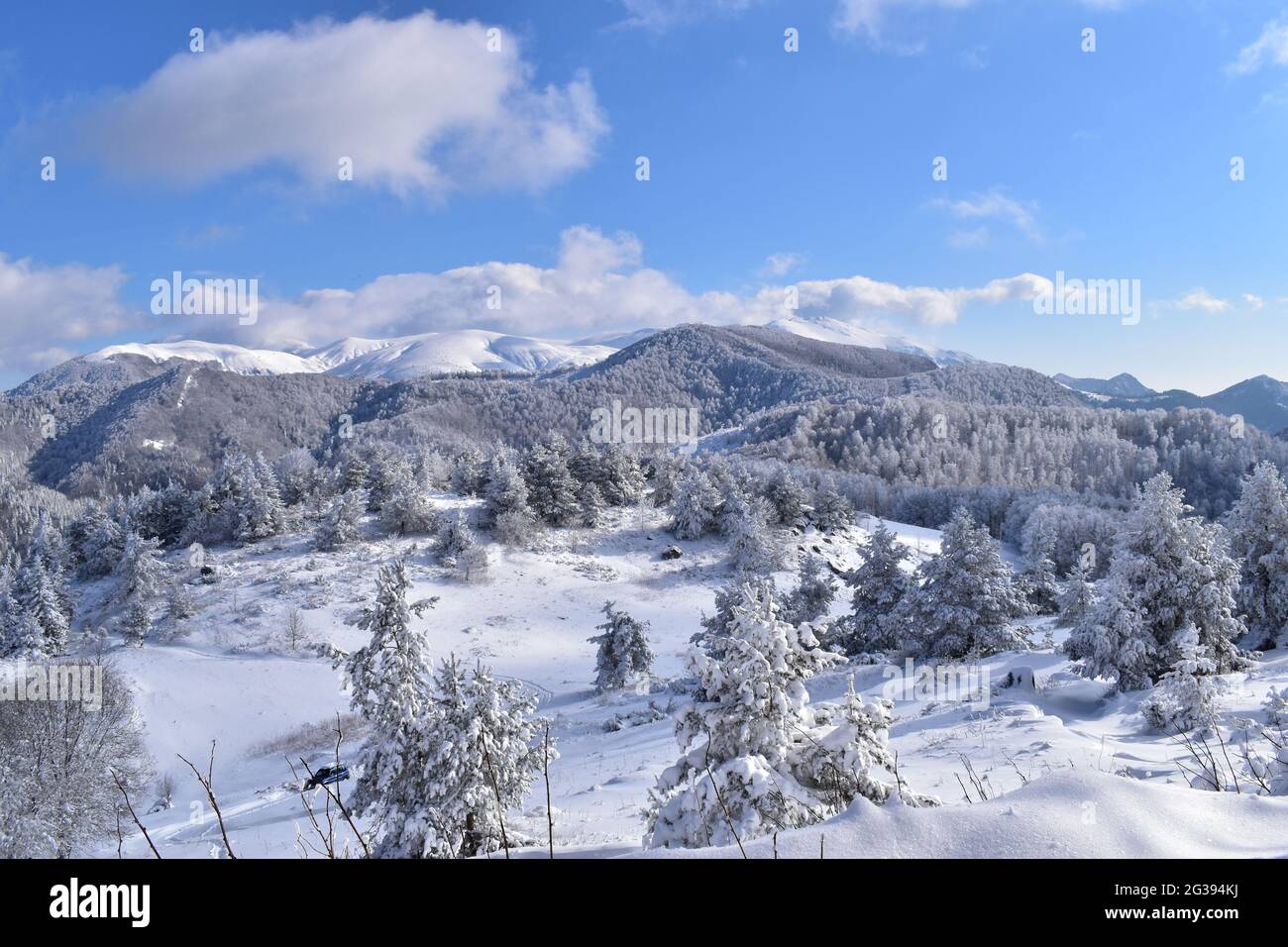 Kozuf and it's winter beauty with snow in the winter ,Macedonia Stock ...