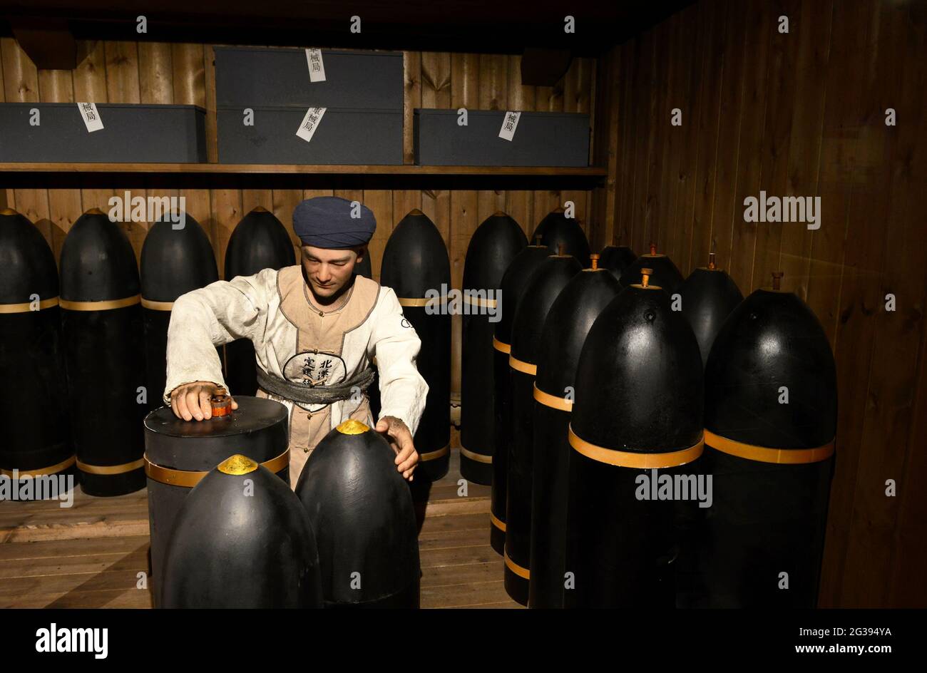 Model of bomb storage on a full sized replica of the Dingyuan Ironclad ...