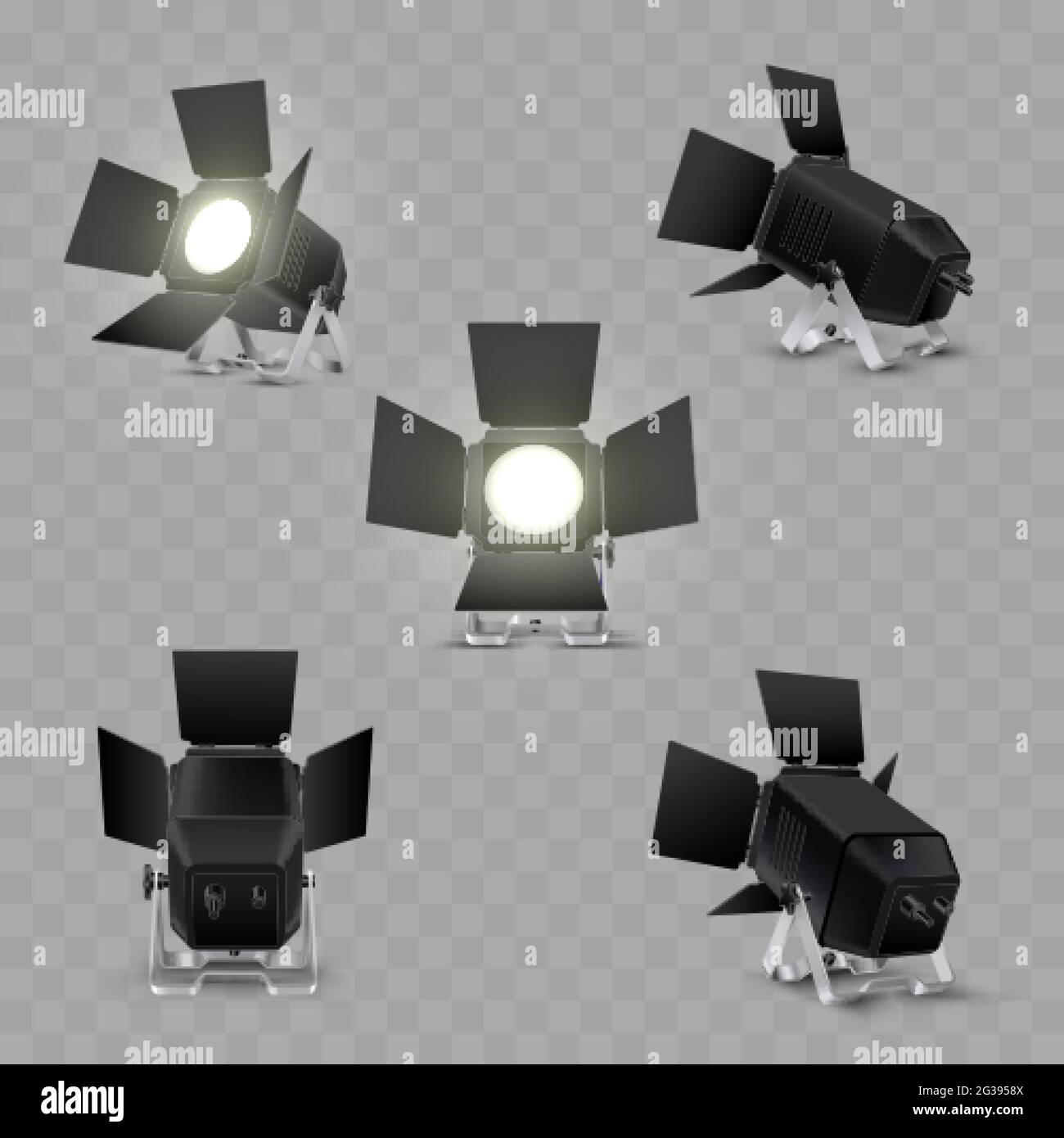 Lighting equipment set for an interview of a show contest or exhibition ...