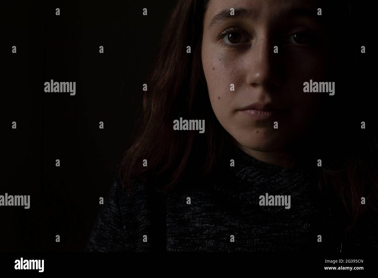 Beautyful young girl portrait and her natural beauty in low key Stock ...