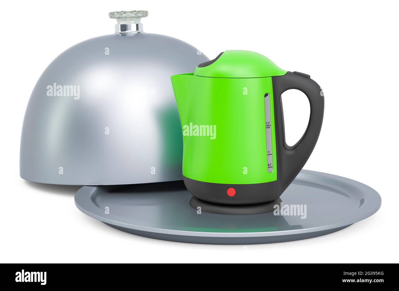 Restaurant cloche with electric kettle, 3D rendering isolated on white ...