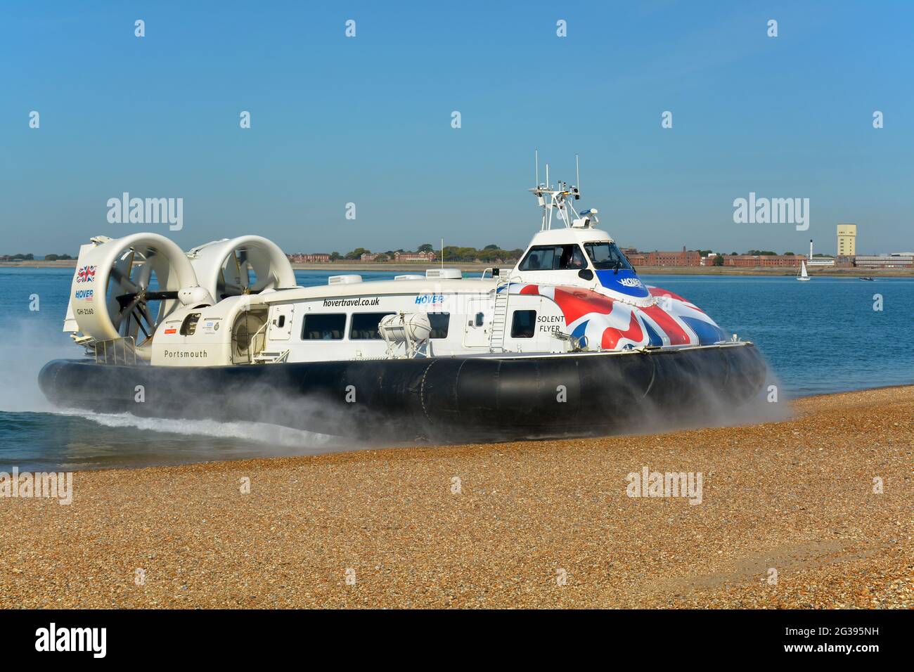 Hovertravel hovercraft approaching the Southsea terminal. The ...