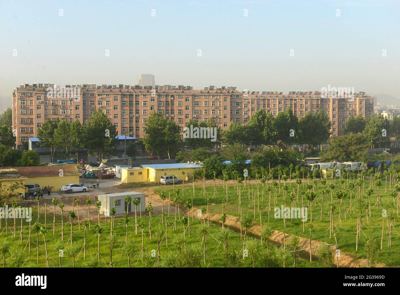 Residential buildings in Shandong province, on the outskirts of the provincial capital city ...
