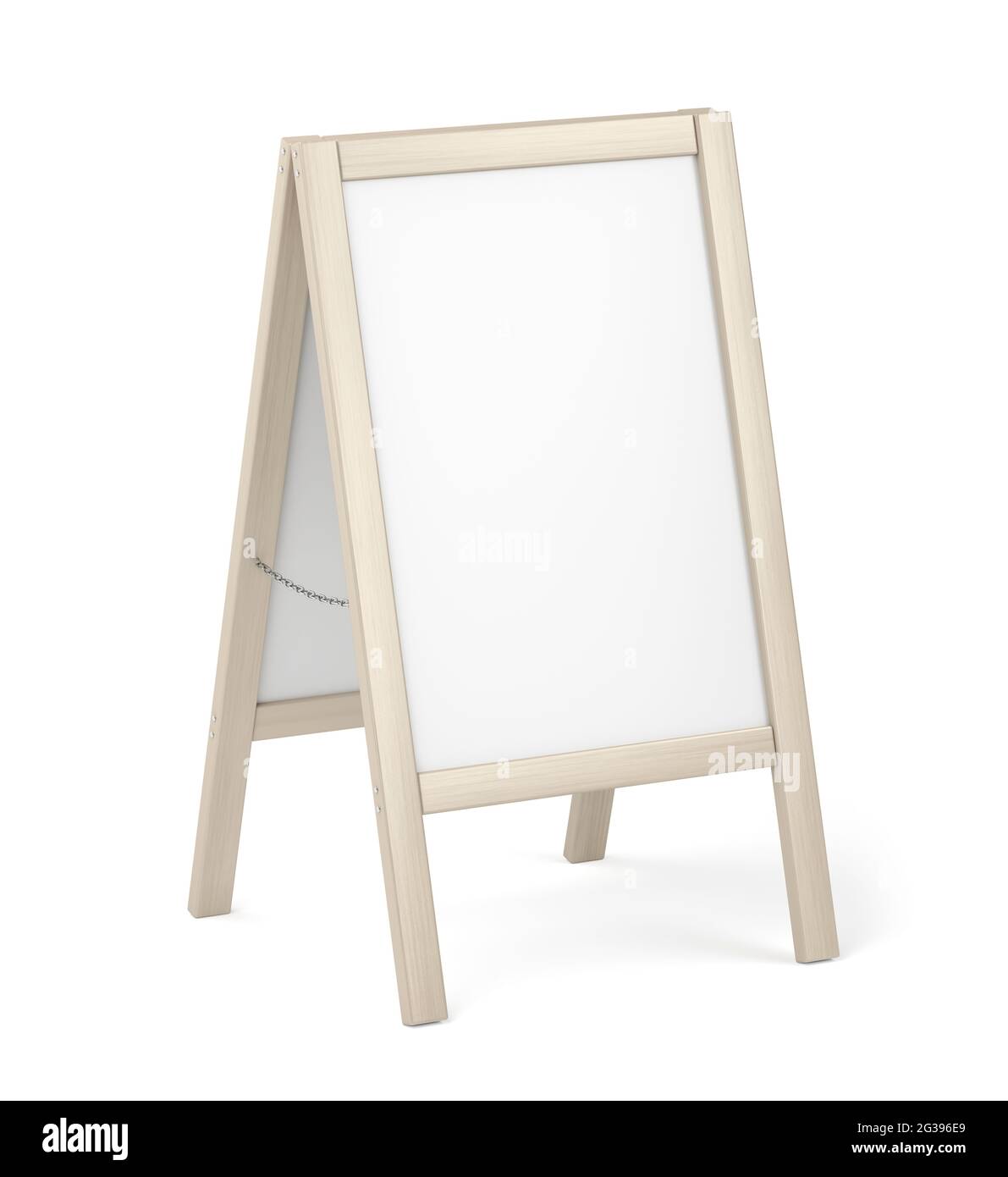 White advertising stand with wooden frame on white background Stock ...