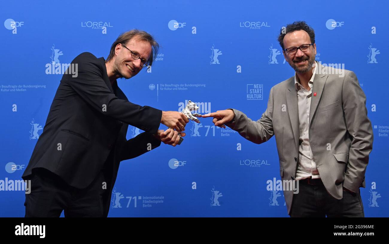 Berlin, Germany. 14th June, 2021. Hungarian film director Denes Nagy (l ...