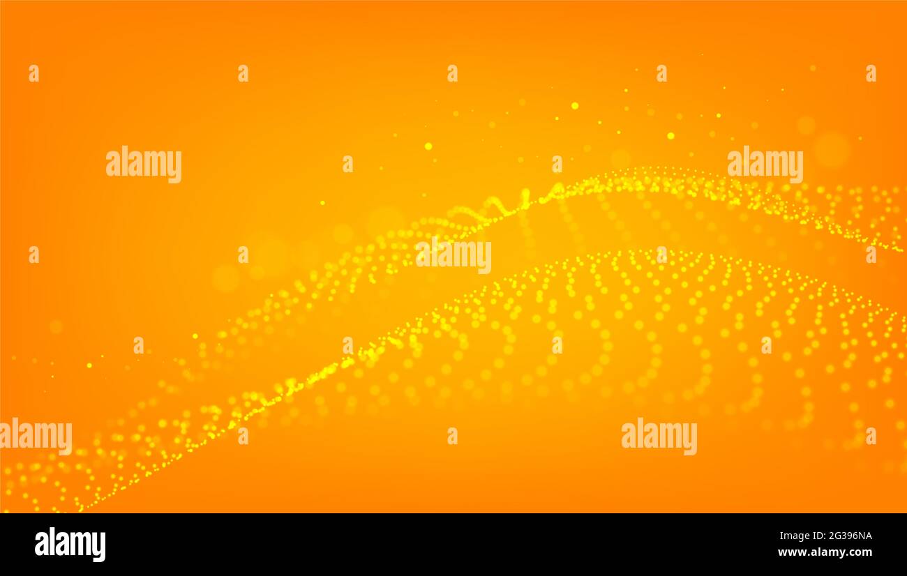 Orange Technology Background with Particle, Molecule Structure. Genetic ...
