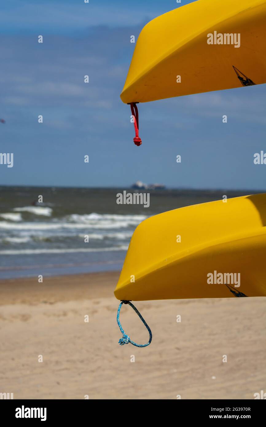 Yellow sandy beaches in small Belgian town Knokke-Heist, luxury ...
