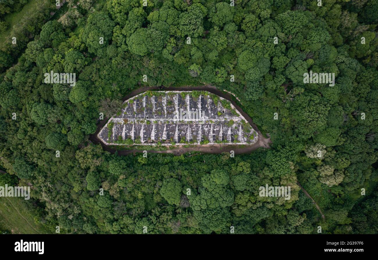 Aerial view on abandoned Military Tarakaniv Fort (Dubno Fort, New Dubno ...