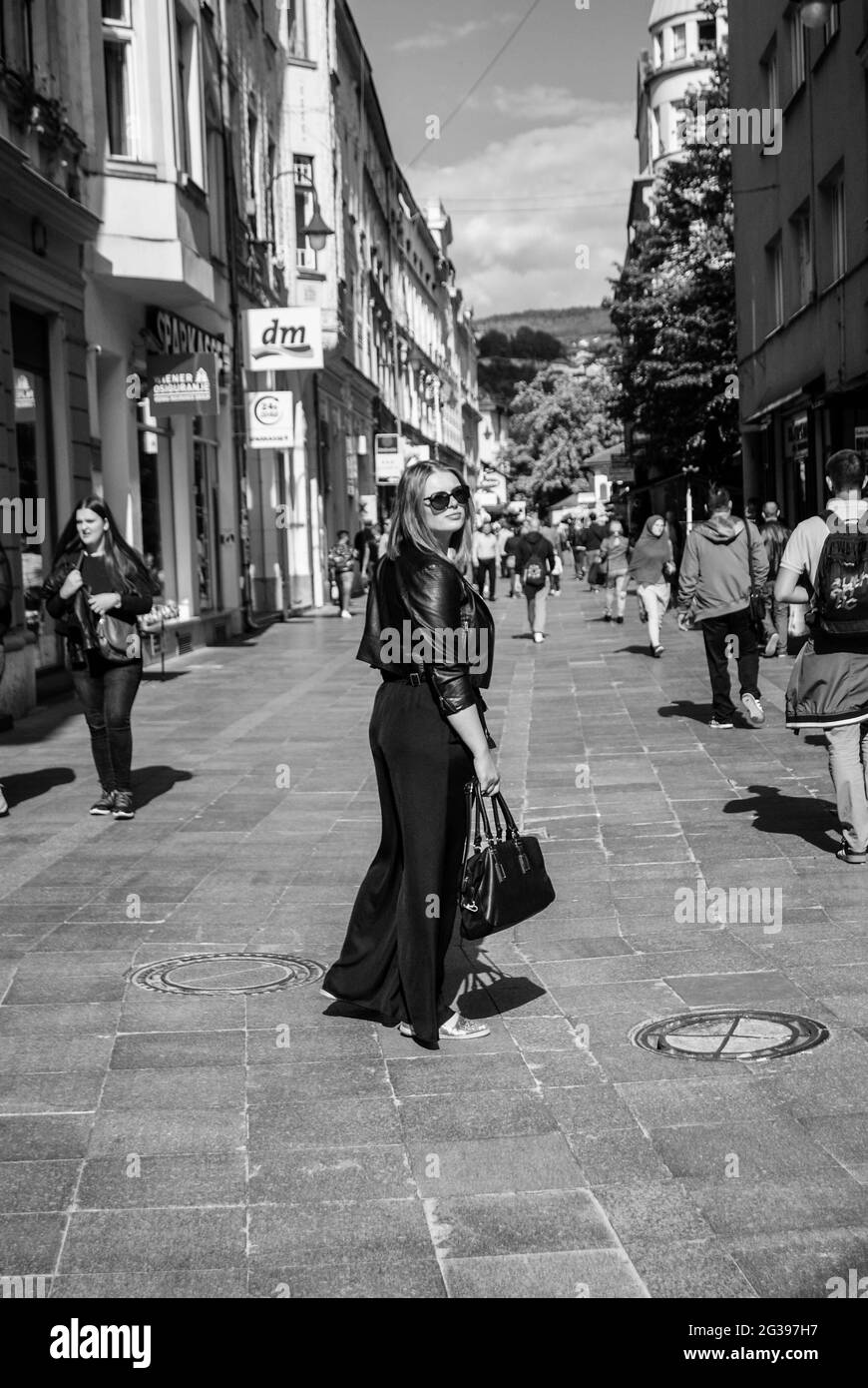 SARAJEVO, BOSNIA AND HERZEGOVINA - Jul 05, 2017: Beautiful girl black ...