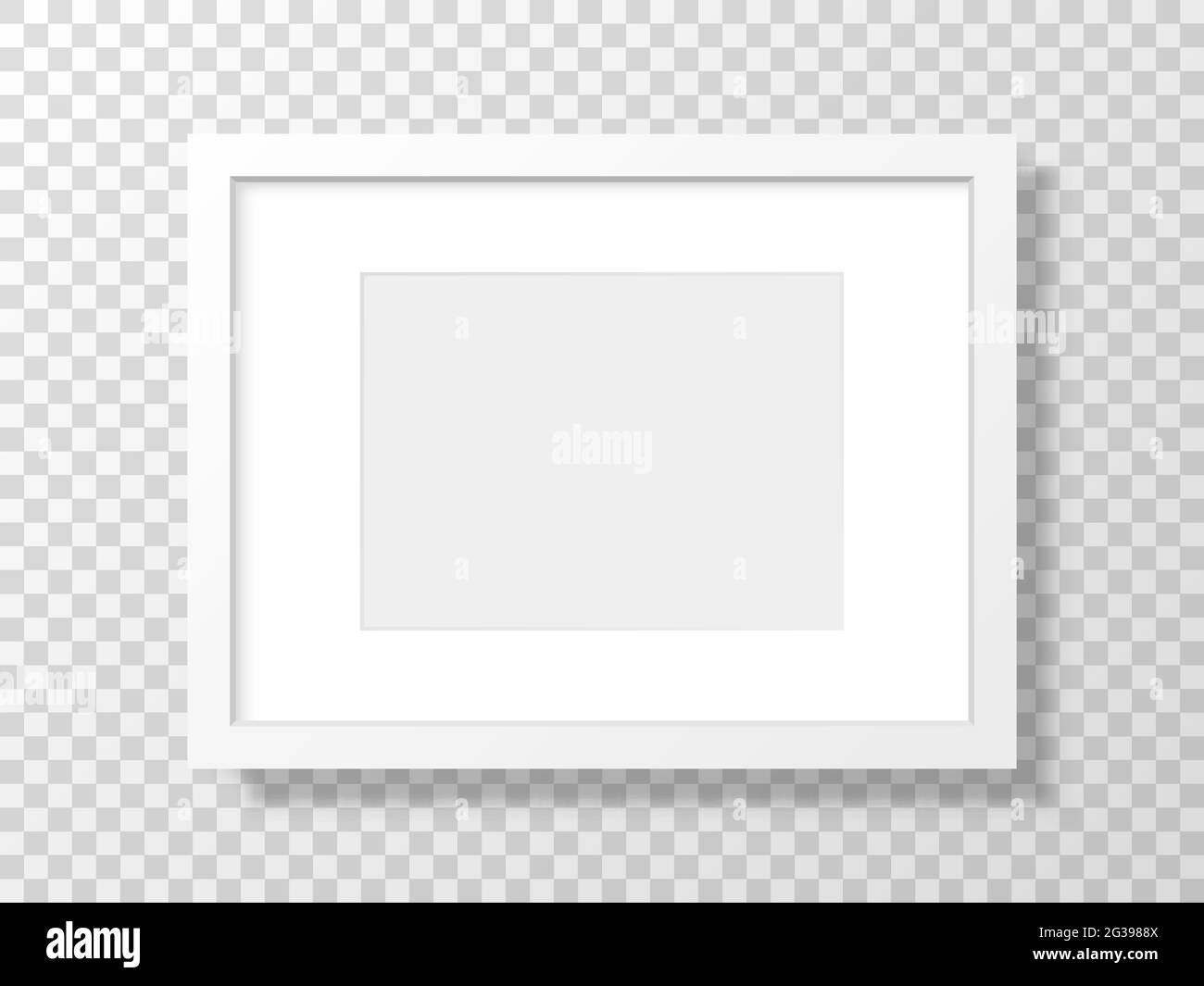 White frame on transparent backdrop. Realistic picture mockup. Clean ...