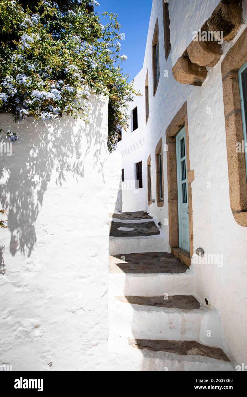 White buildings on greek island Patmos Stock Photo - Alamy