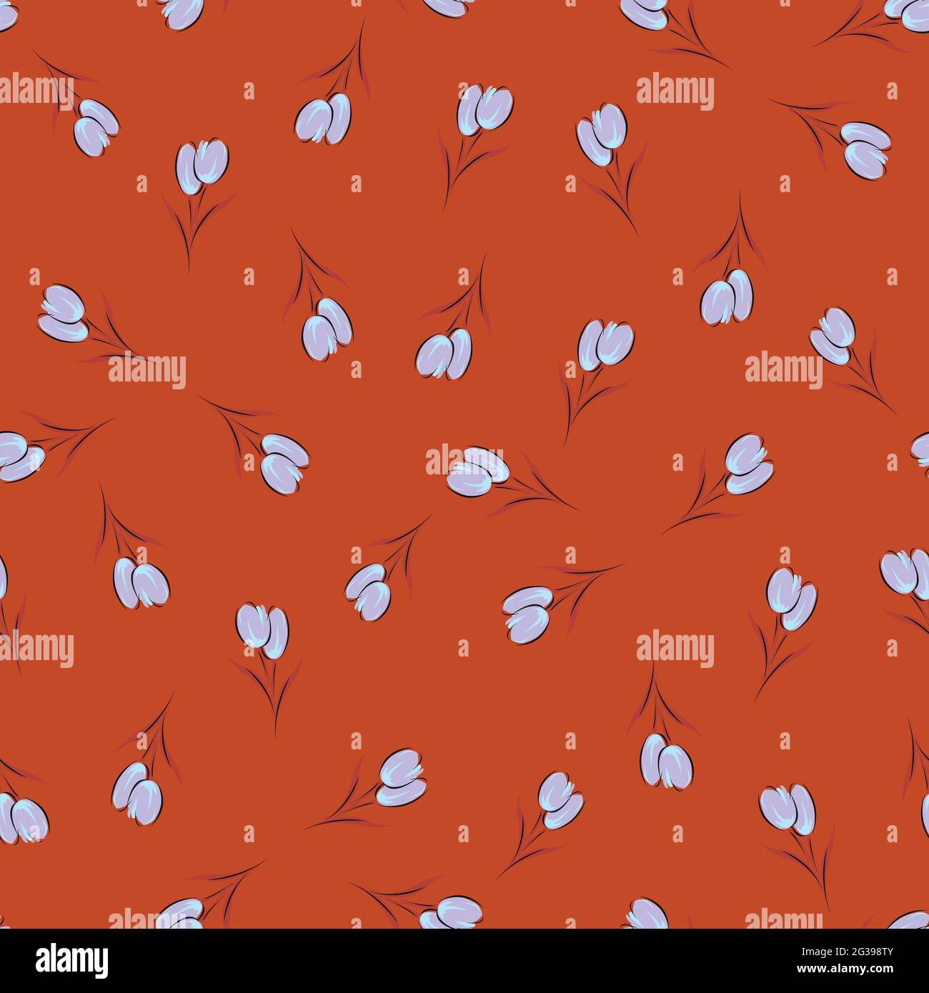 Beautiful orange repeat pattern illustration with tulips - great for ...