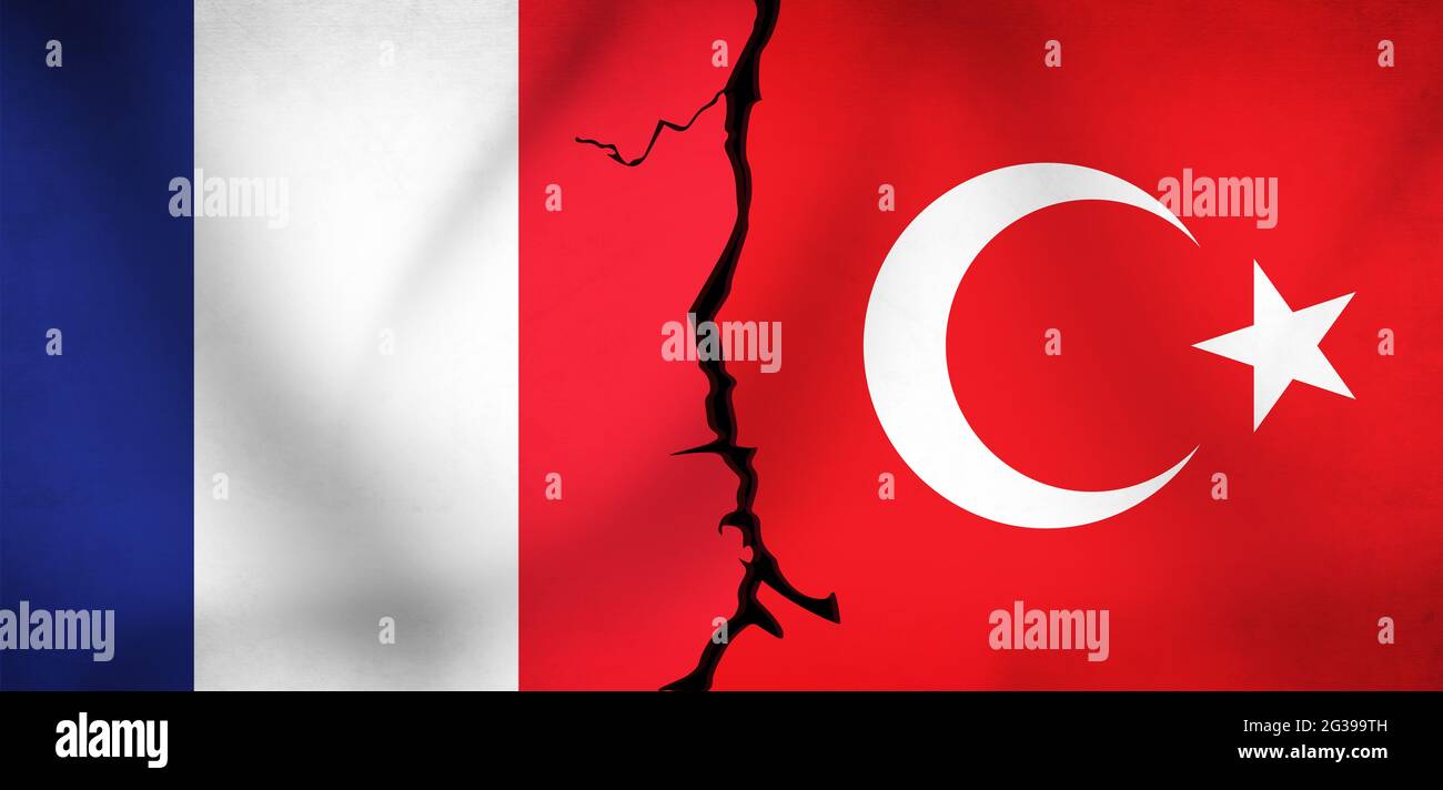 France Vs Turkey Conflict and Rivalry Background Concept with Both ...