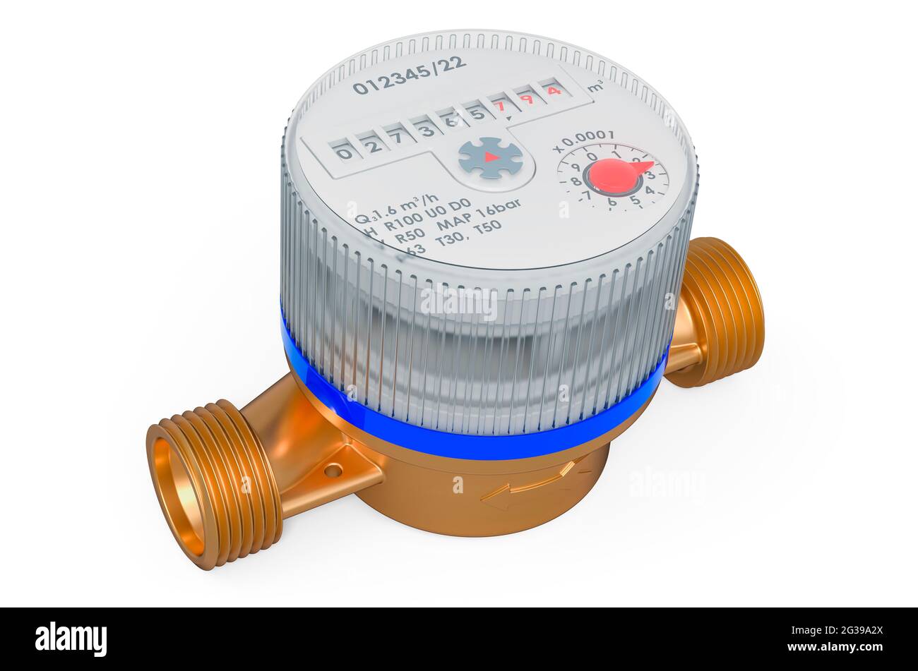 Cold water meter, 3D rendering isolated on white background Stock Photo ...