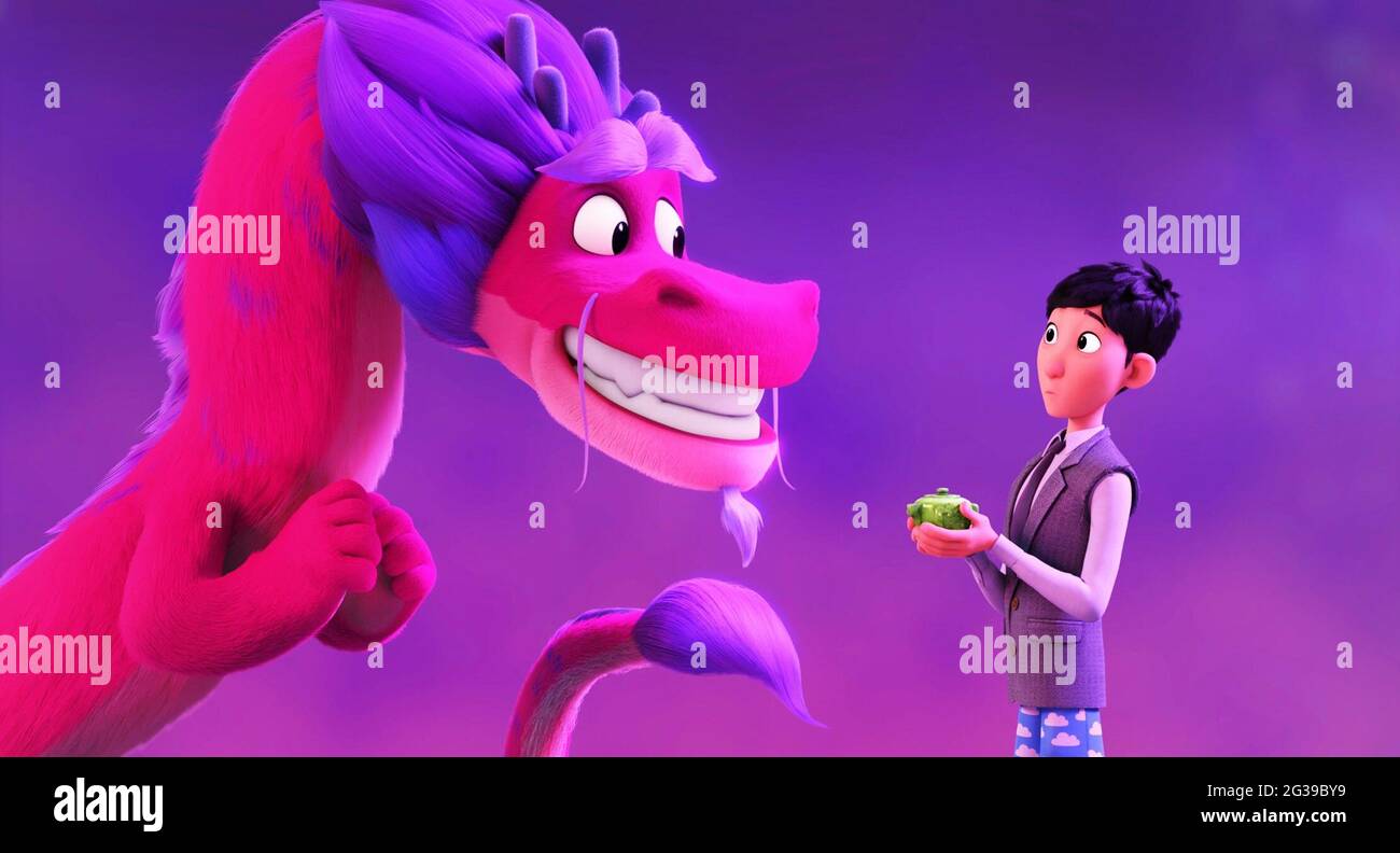 WISH DRAGON, from left: Long (voice: John Cho), Din (voice: Jimmy Wong ...