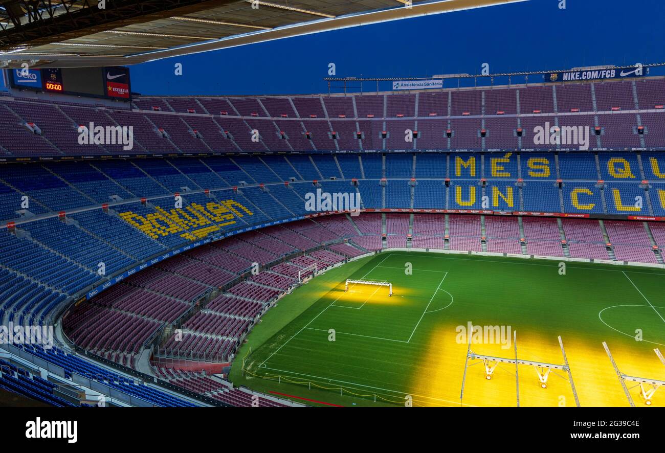 F.C. Barcelona stadium, Camp Nou from inside and without public Stock ...